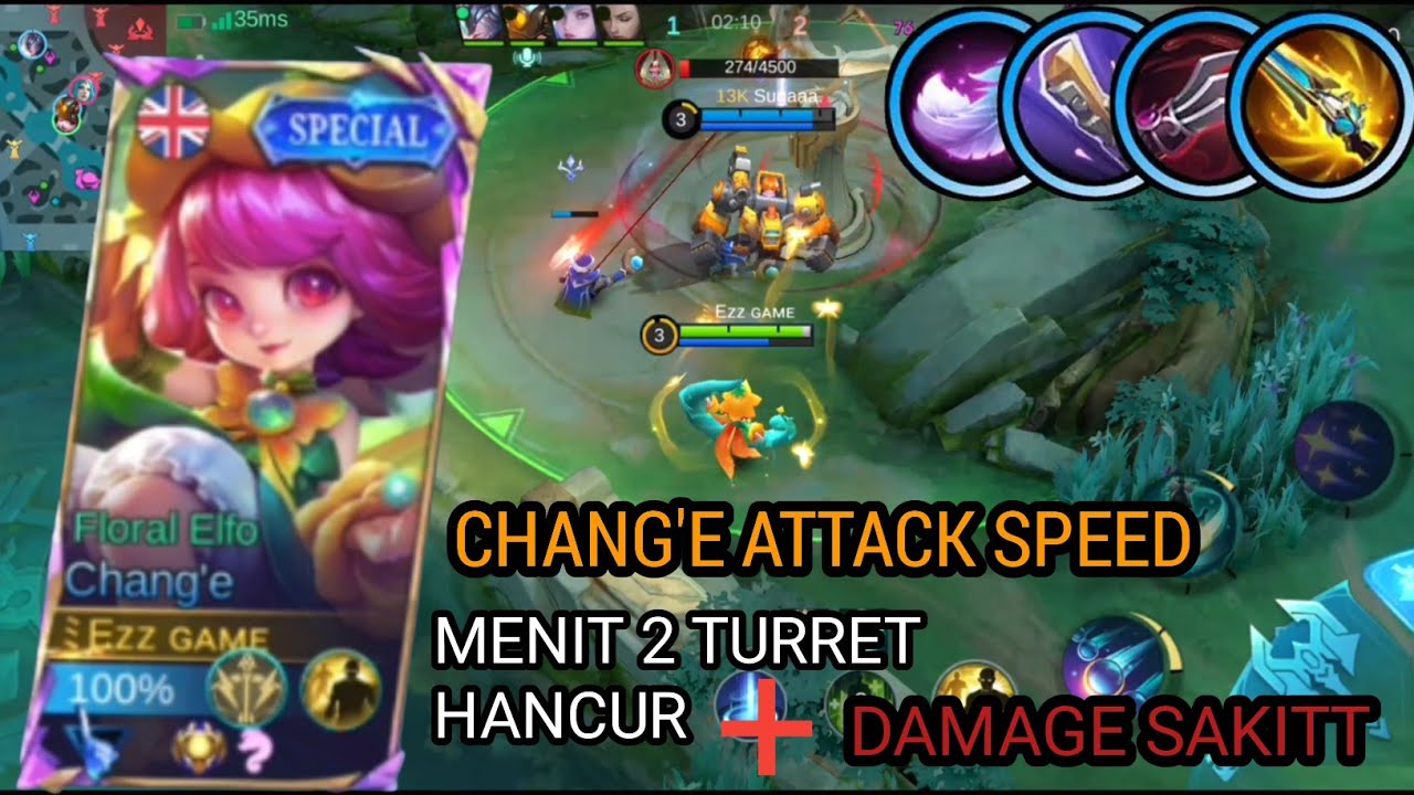 CHANG'E BUILD ATTACK SPEED??? DAMAGE SAKITT SPLIT PUSH JUGA OKE ...