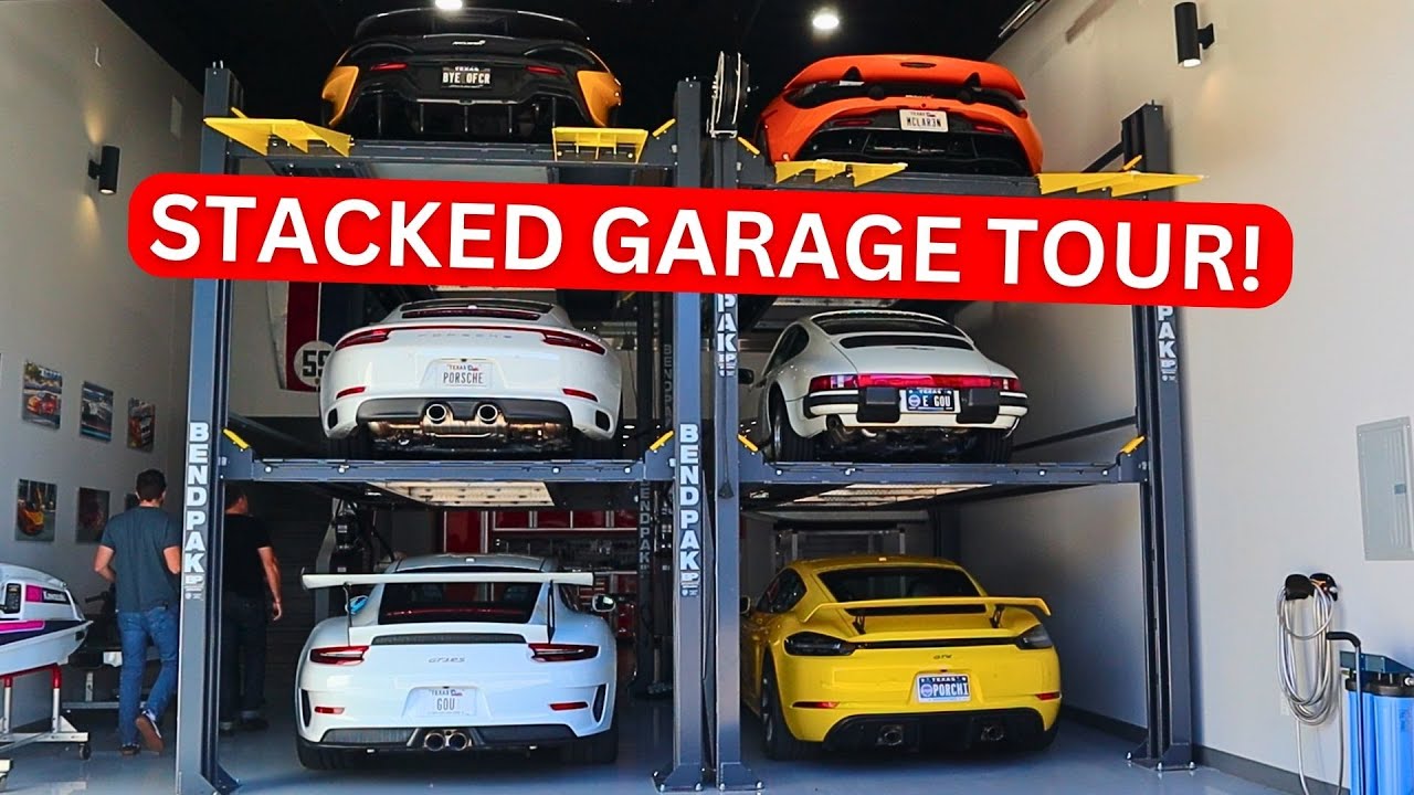 TRIPLE STACKED Garage Tour - FULL Race Car Driver Garage Tour - YouTube