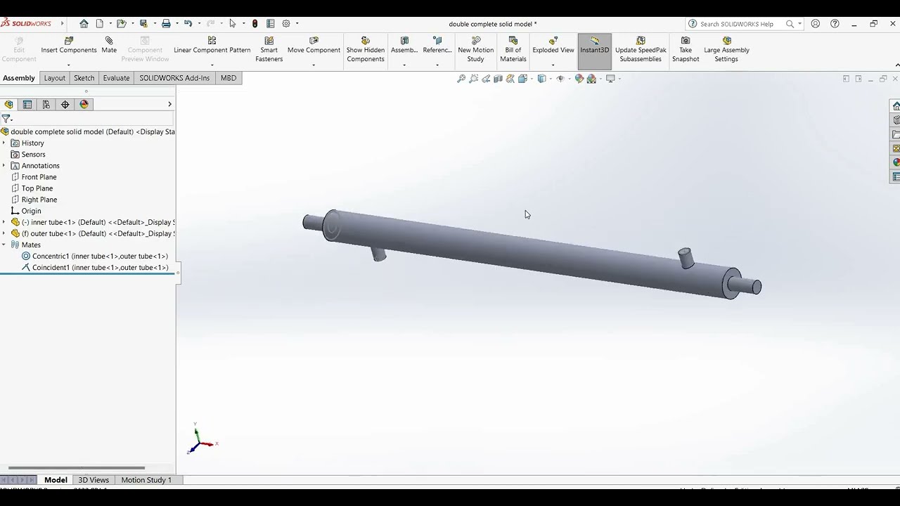 double pipe heat exchanger|| solid works|| #solidworks , #heat ...