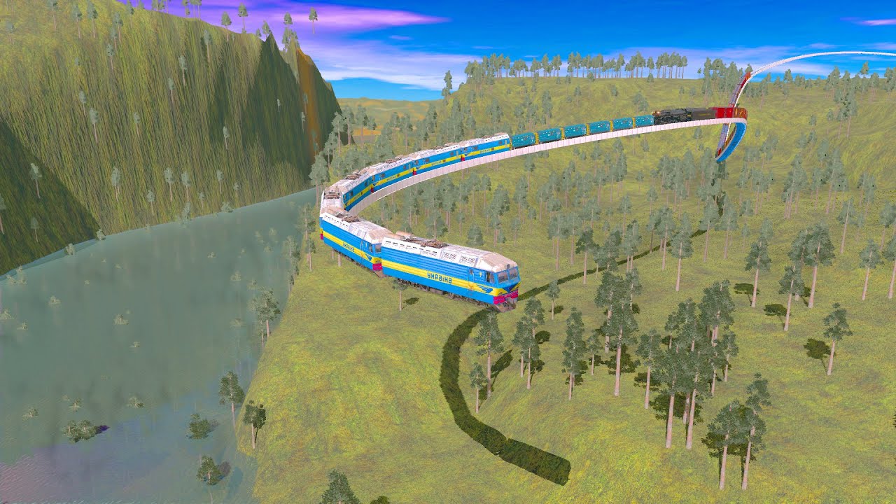 Wow! This Train Crosses the Super Extreme Drifting Spiral Tracks ...