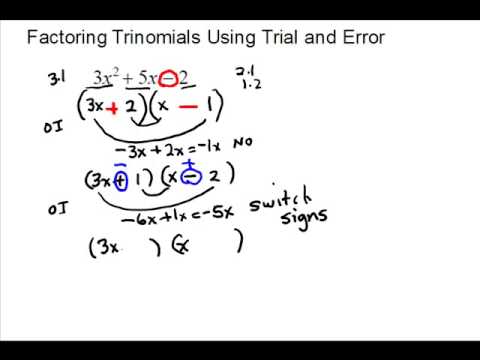 Factoring Trinomials Using Trial and Error - YouTube