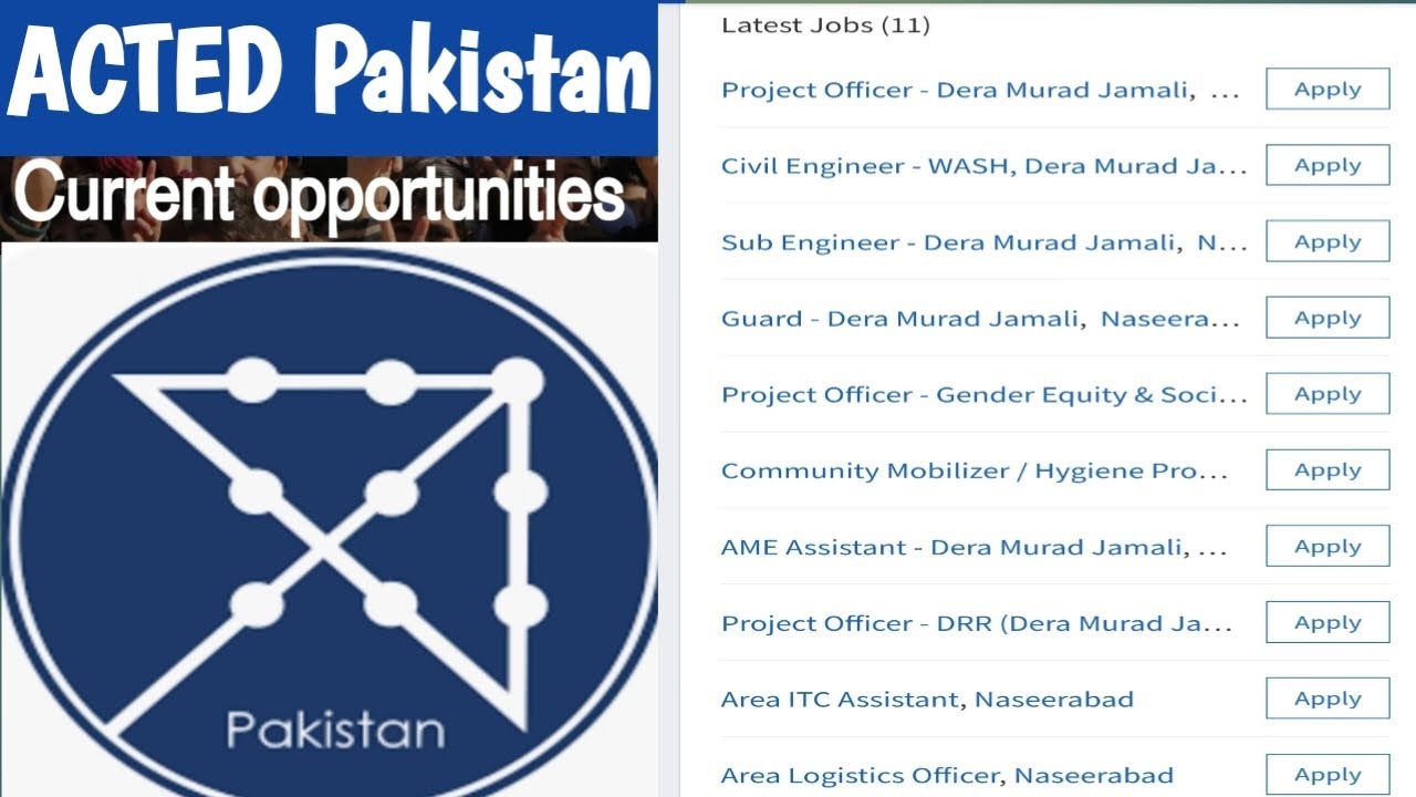 ACTED Pakistan international NGO jobs 2023 | Sub Engineer community ...