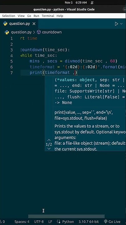 Python Program to Create a Countdown Timer | #timer #status #short # ...