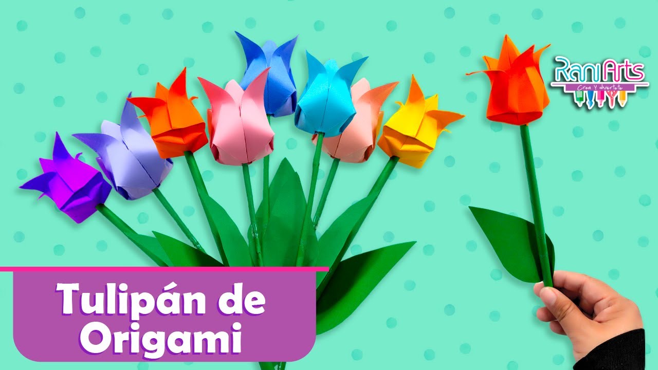 TULIPANES de ORIGAMI fáciles 🌷/ Cómo hacer FLORES de papel fácil 🌷 ...