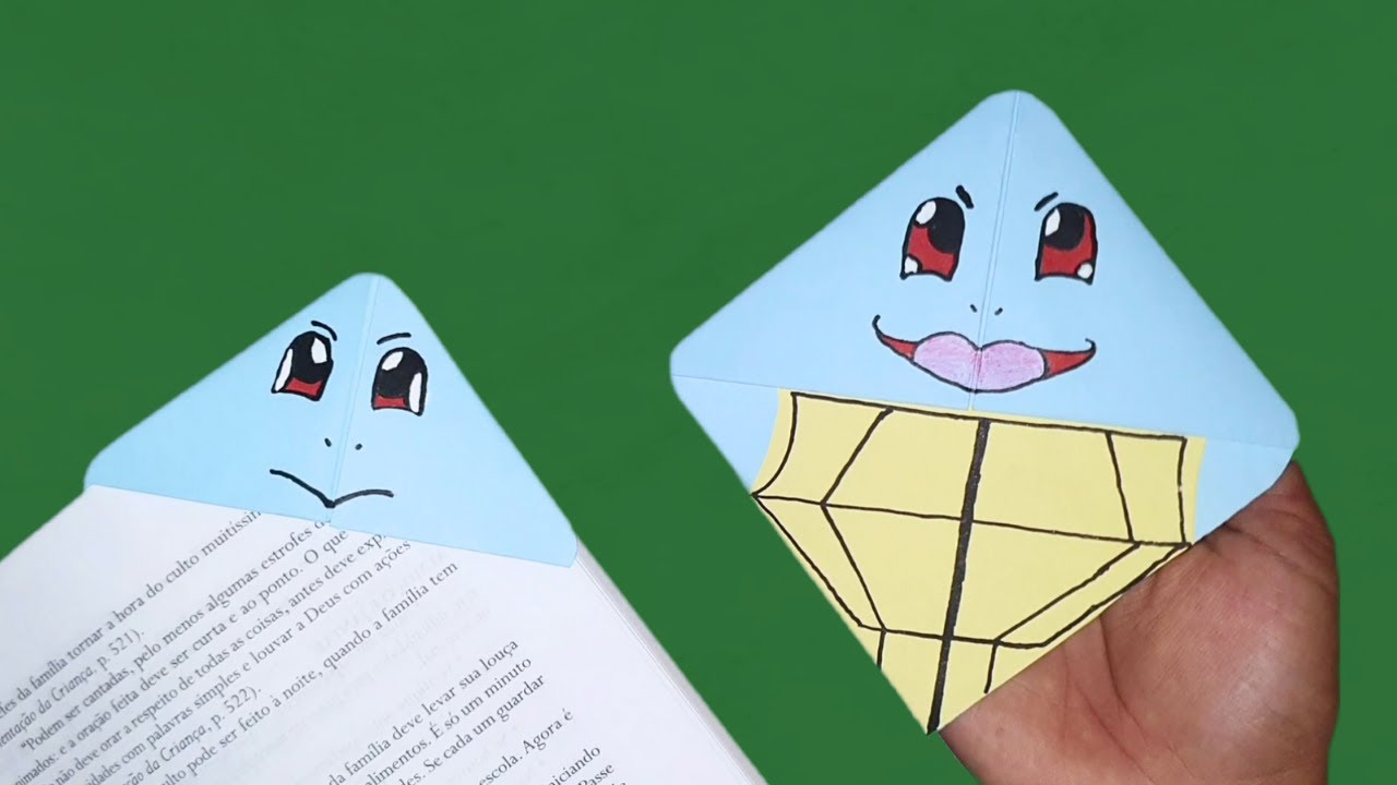 How to make SQUIRTLE BOOKMARKS / Origami pokémon squirtle - YouTube