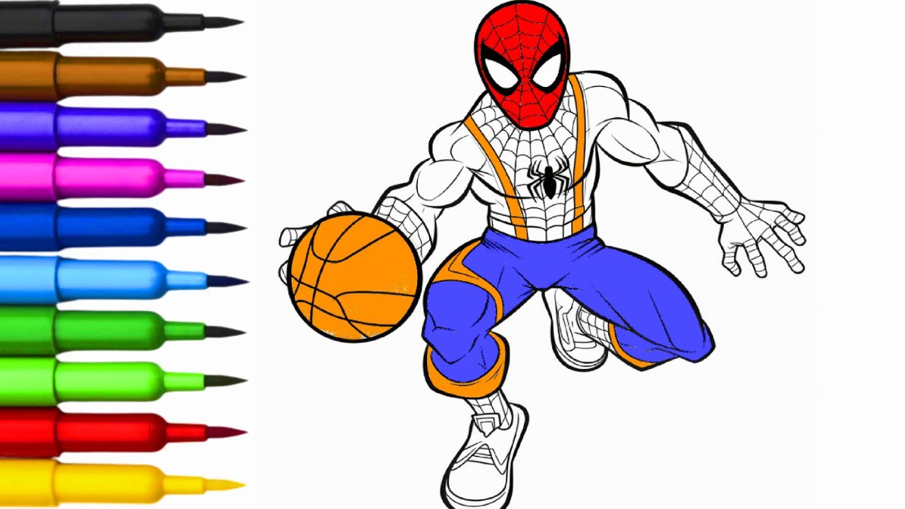 Spidey Basketbal Painting | Spiderman colouring video - YouTube