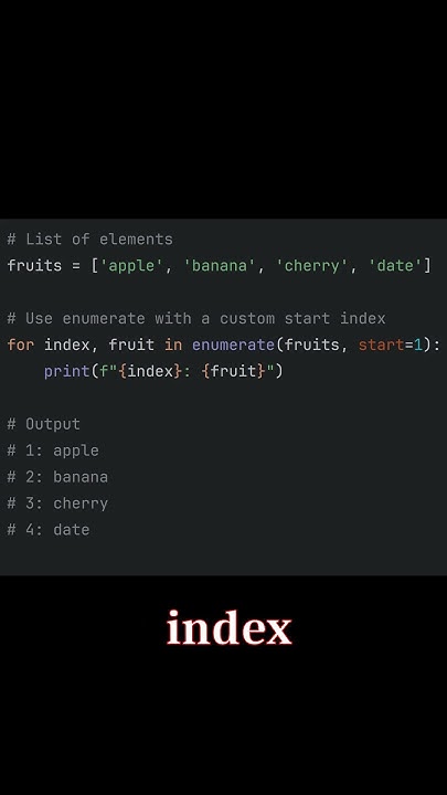 Python Trick Using Enumerate With Custom Start Index Youtube