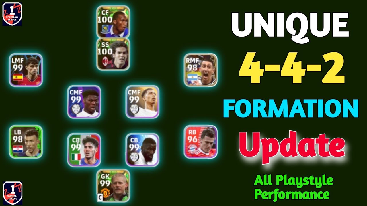 New unique 442 formation review in efootball 2024 ! 4222 formation in ...