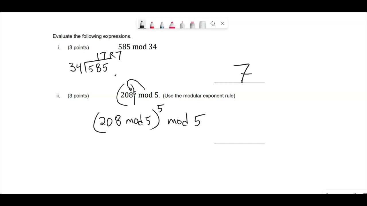 QR 103x Evaluate Modular Expressions Using Definition And Modular Exponent Rule - YouTube