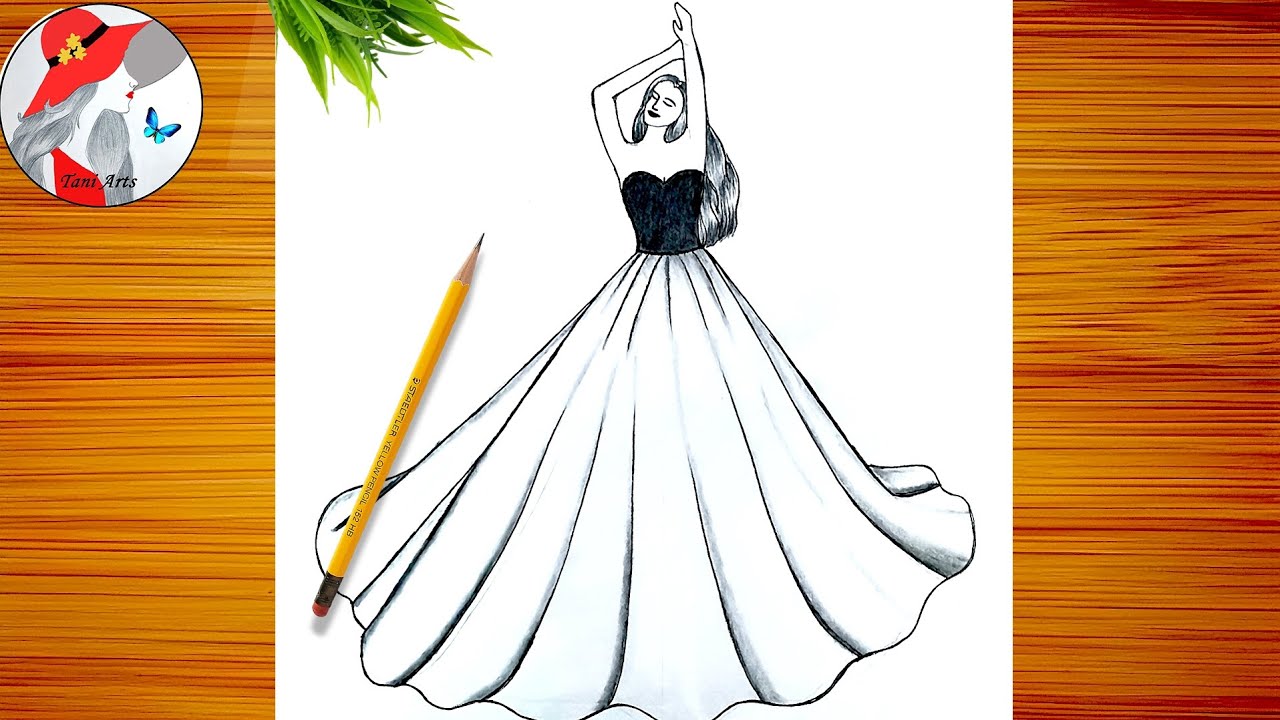 easy lehenga girl drawing/drawing girl with pencil/how to draw agirl in ...