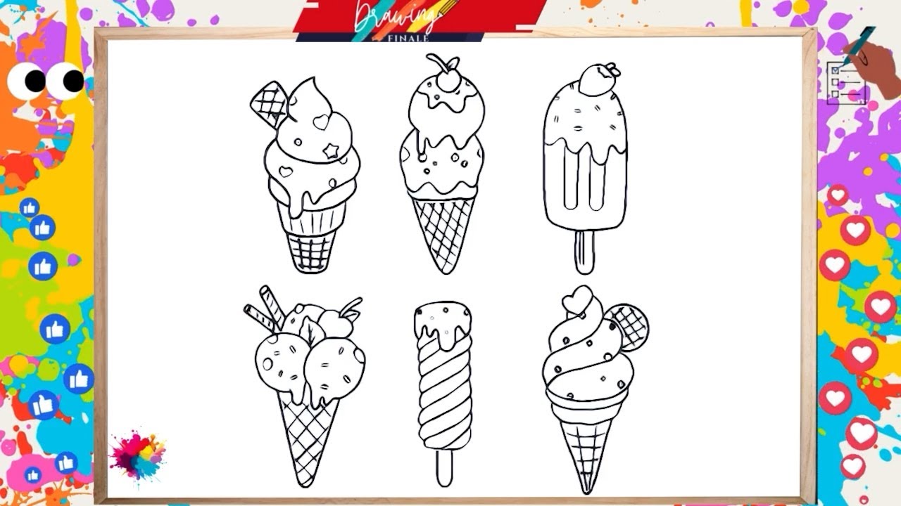How to Draw Ice Cream Scoops Easy Step-By-Step Drawing and Coloring for ...