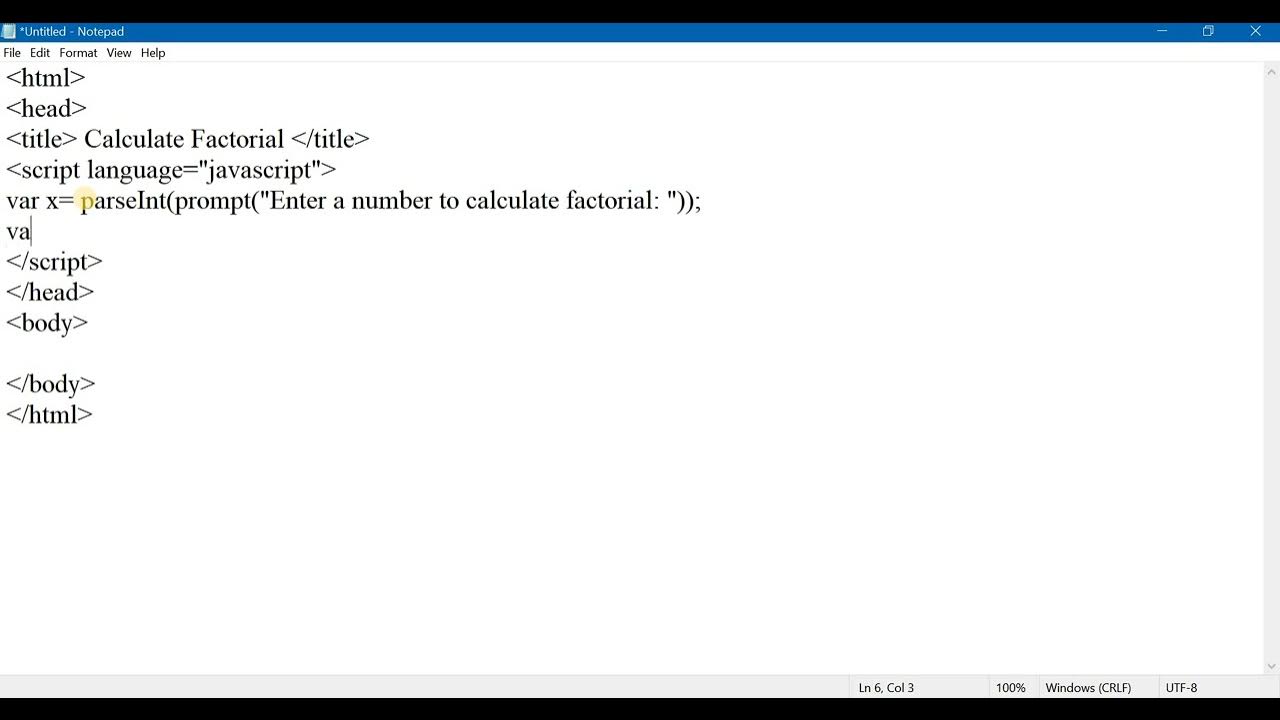 Calculate Factorial Using Javascript Youtube