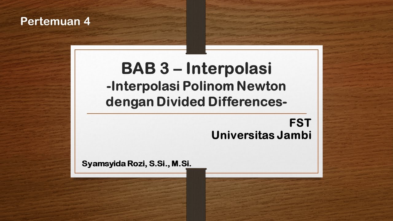 Metnum: 4c. Interpolasi Polinom Newton dengan Divided Differences - YouTube