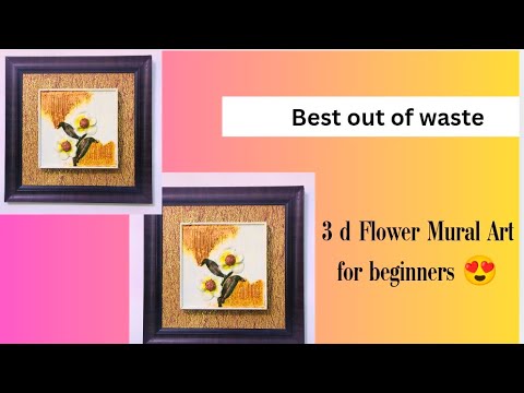 Diy flower Mural Art |3d mural art wall decor craft|recycling craft ...