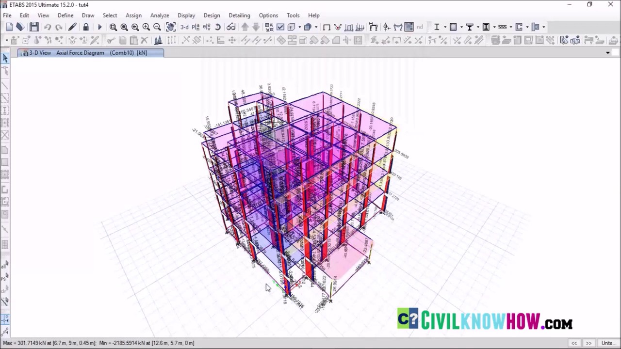Etabs 2015 Tutorial 4 Analysis and Design - YouTube