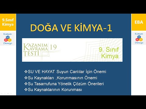 9.Sınıf Kimya Kazanım Testleri Çözümleri 19 DOĞA VE KİMYA 1 Suyun Önemi Su Kaynakları TYT)