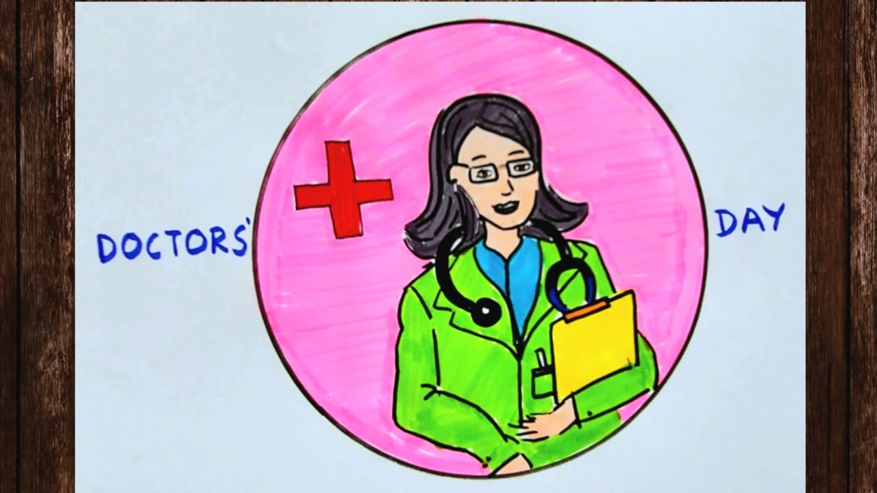 National Doctor's Day Drawing | How to draw Doctor Easy Poster step by ...