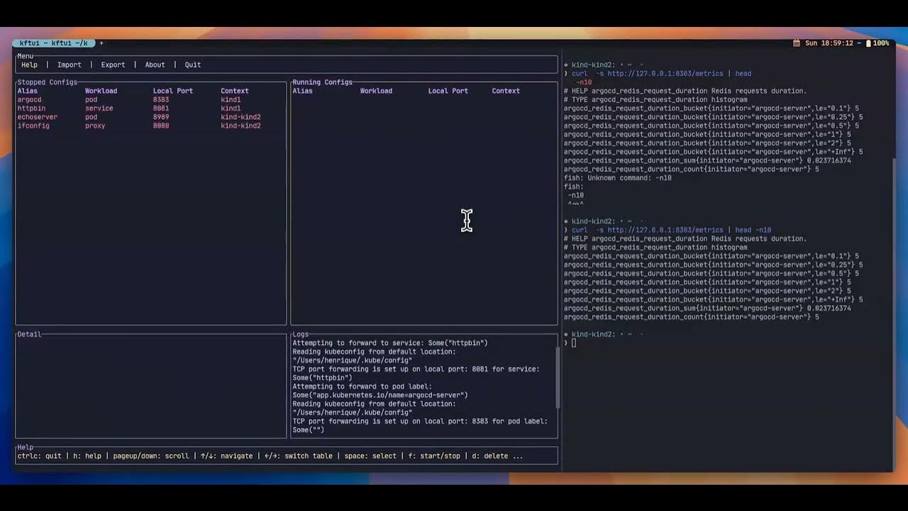 kftui - TUI for managing multiple kubectl port forward configs from the terminal - YouTube