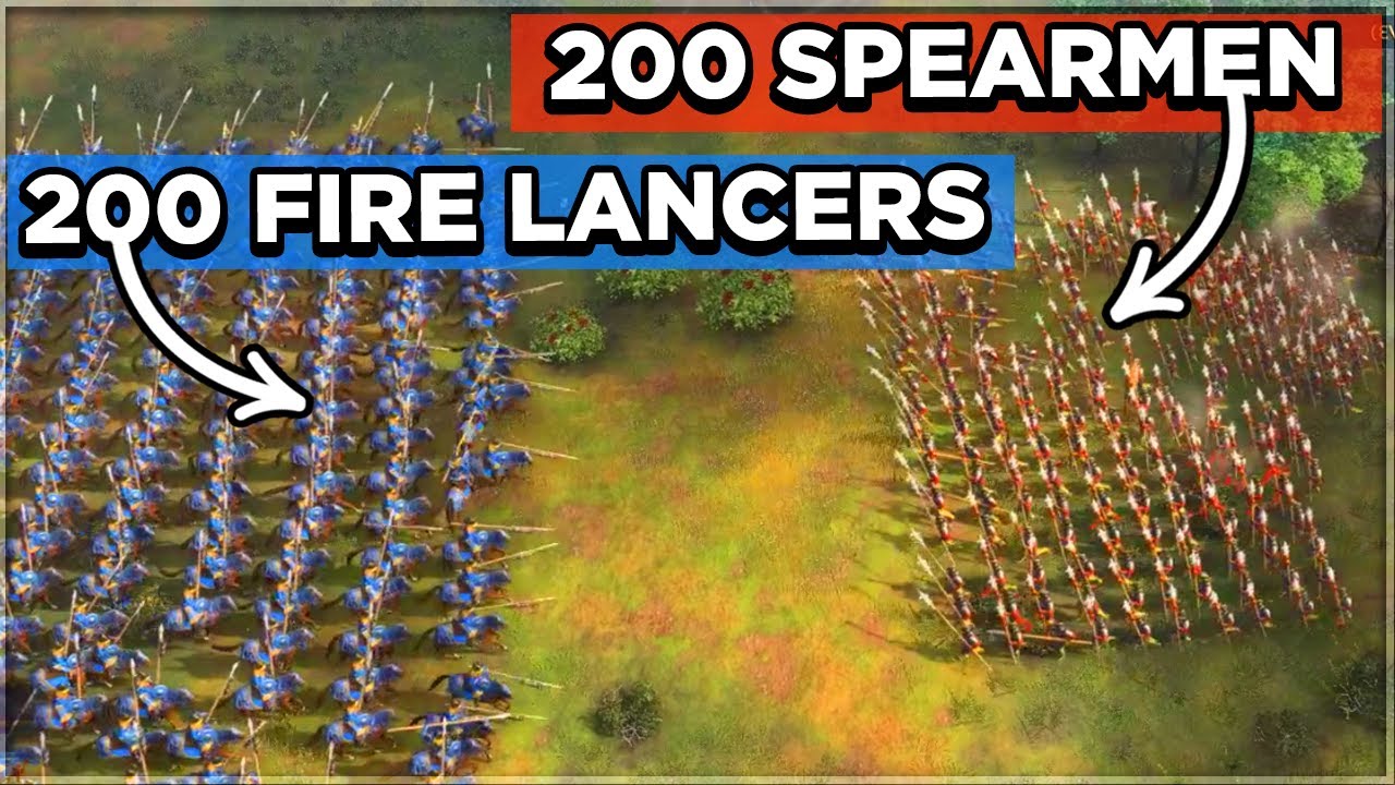 200 FIRE LANCERS vs 200 SPEARMEN - Age Of Empires 4 ⚔ - YouTube