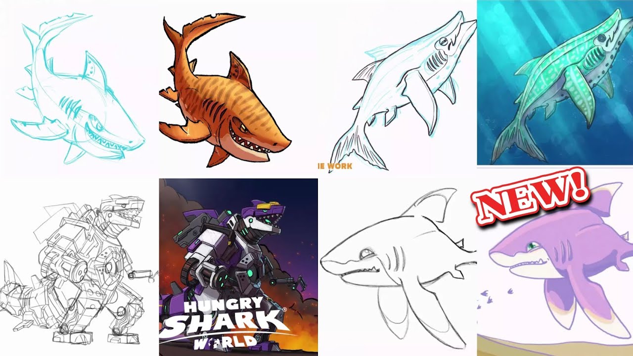 ALL NEW (HOW TO DRAW SHARKS) THROUGH THE YEAR ! - Hungry Shark World ...