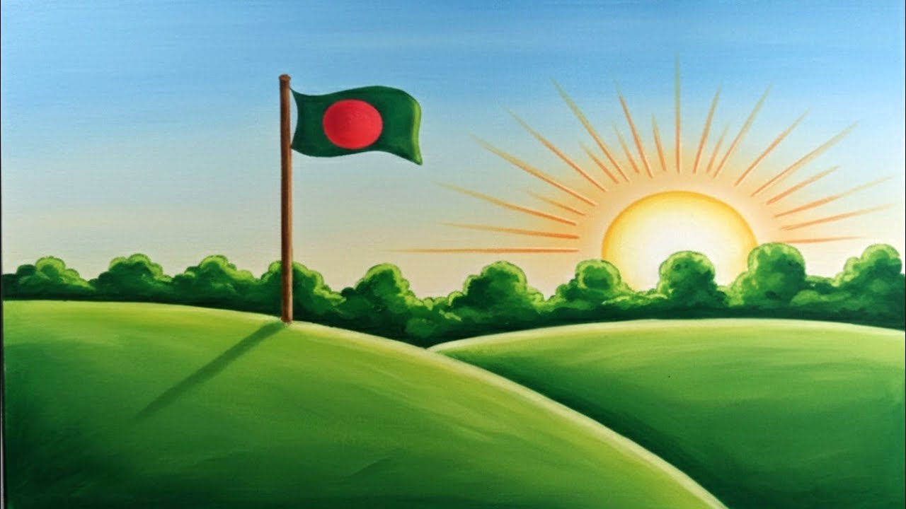 How to Draw Victory Day Step by Step | Easy Bangladesh Flag Drawing ...