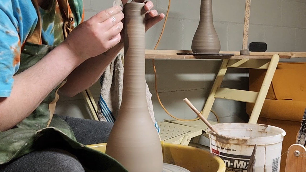 Throwing a large bong on the wheel - YouTube