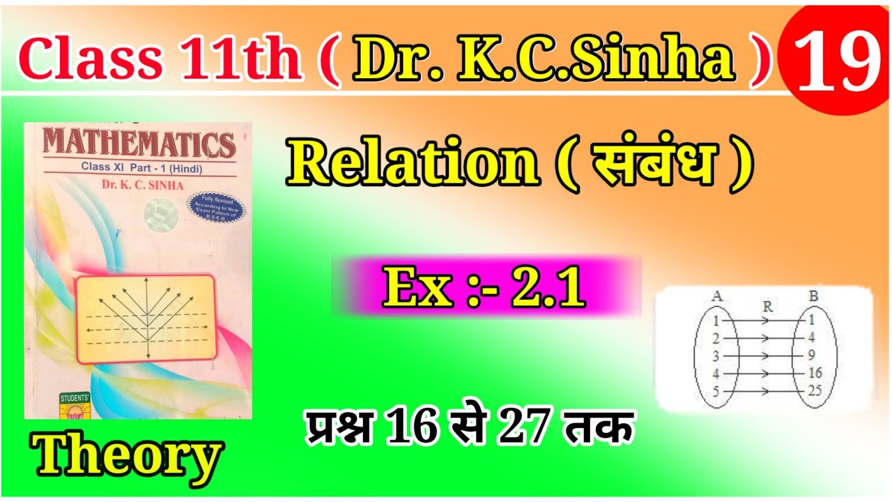 Class 11th KC Sinha Book Math Ex 2 1 Relations Theory Ques Class 11th KC Sinha Book Math Ex 2 1 Relations Theory Ques