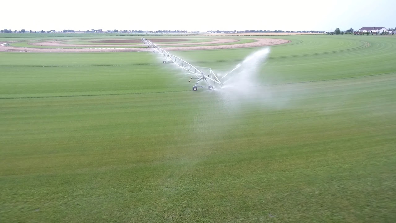 Pivot Irrigation over Turf Master Sod Farms - YouTube