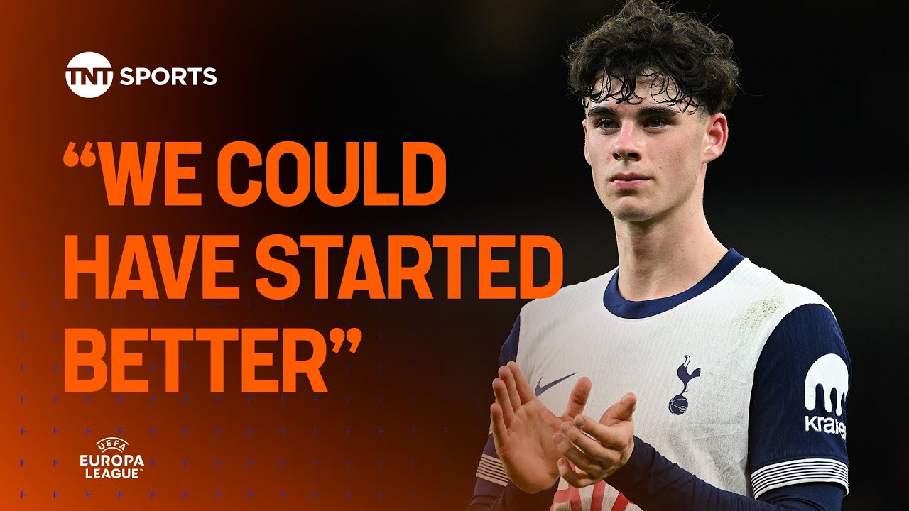 Archie Gray reacts after his European debut and Spurs' Europa League ...