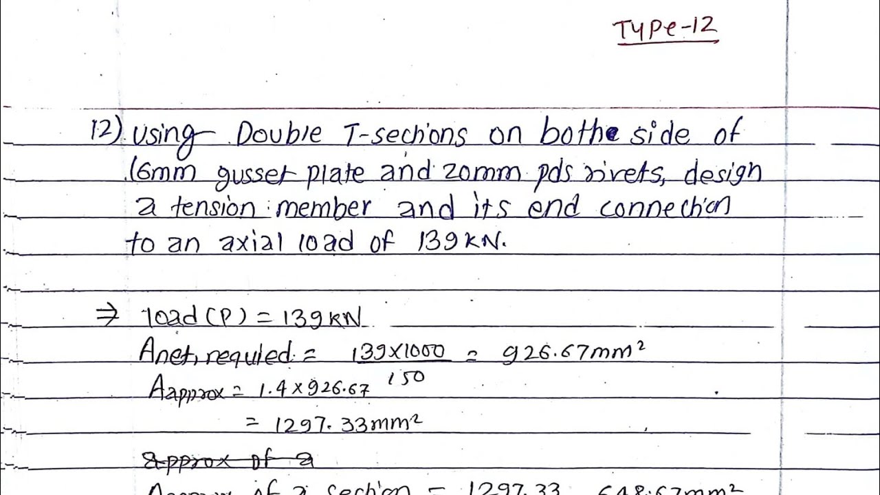 Unit:3 | Tension Member | Types:12 | Numerical | Prashant YT | BE Civil ...