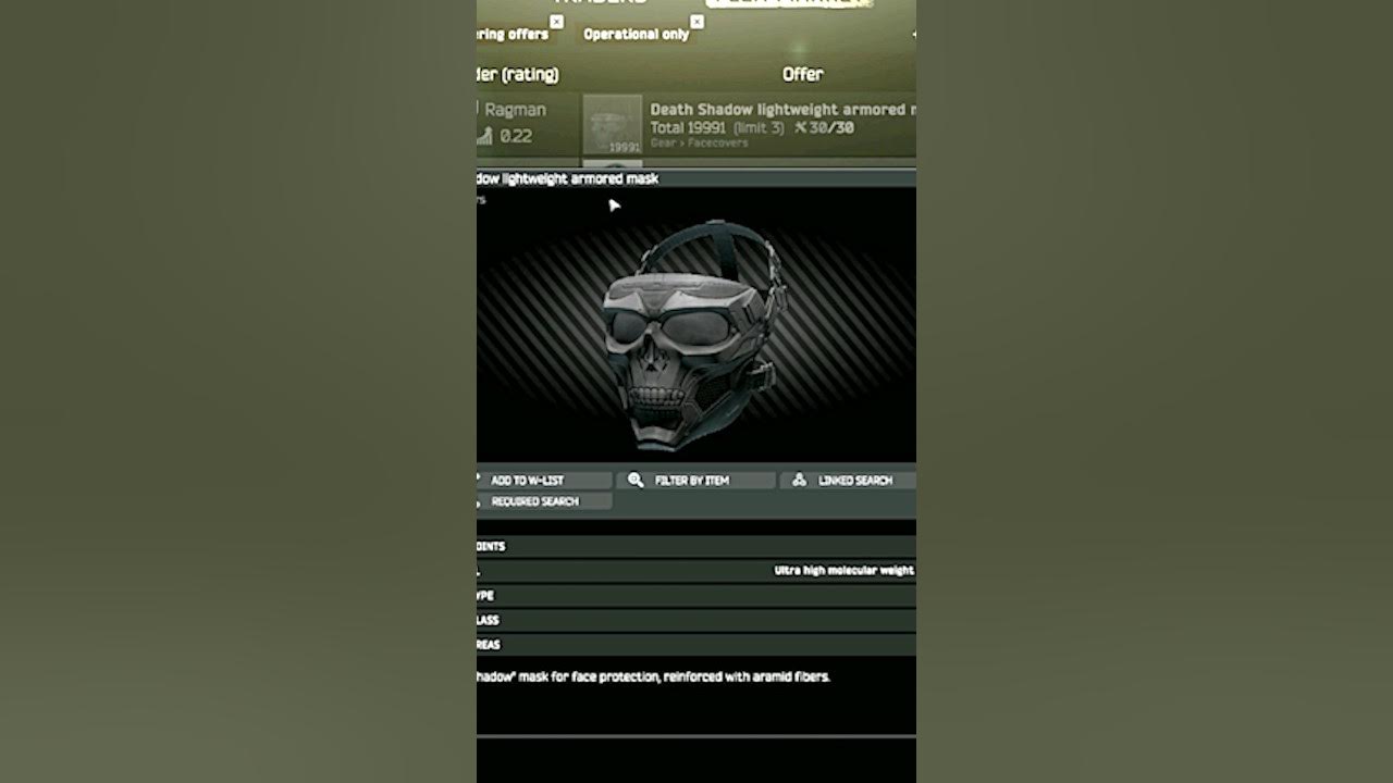 Death Shadow Mask (New Facecover) - Escape From Tarkov - YouTube