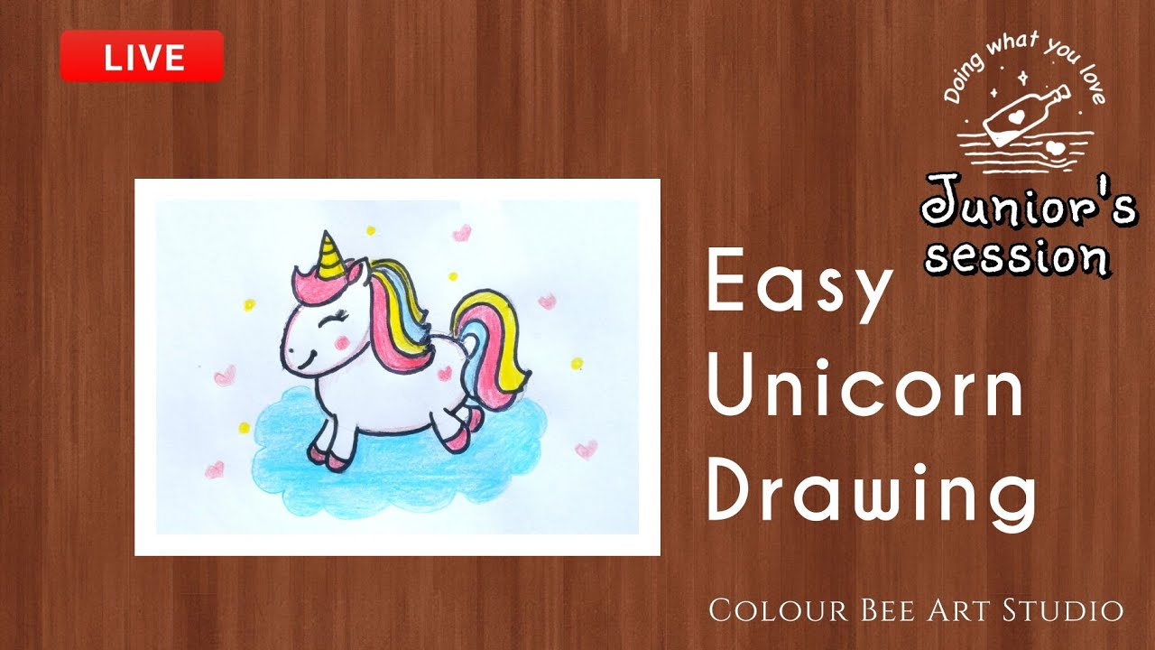 Easy Unicorn Drawing For Kids | Colour Bee Art Studio - YouTube