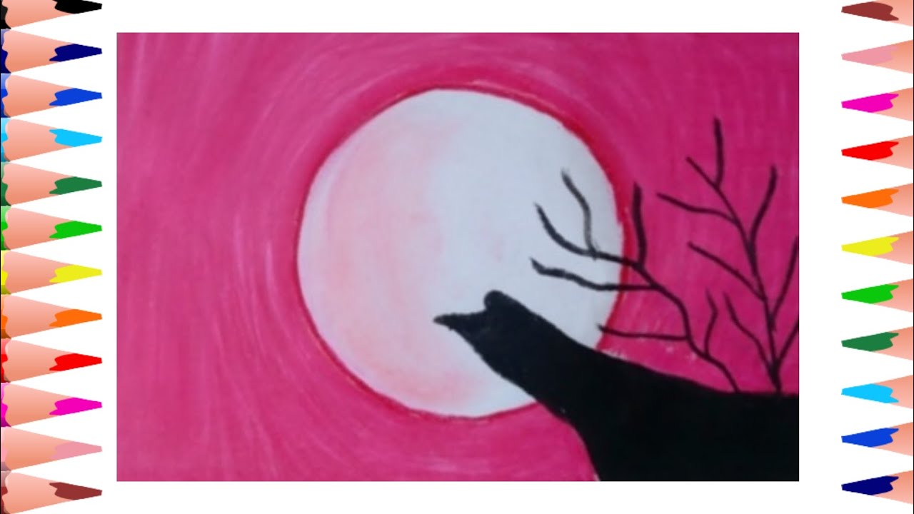 How To Draw A Night Scenery || Easy Night Scenery - YouTube