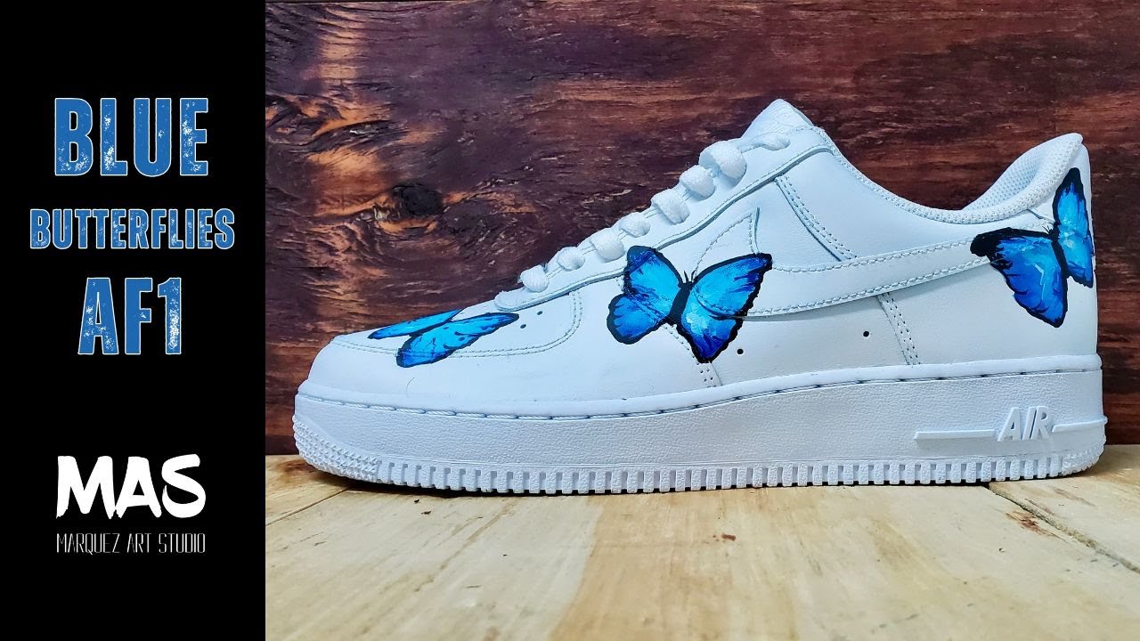 Custom Sneakers, Custom AF1, Blue Butterflies, Butterfly Sneakers - YouTube