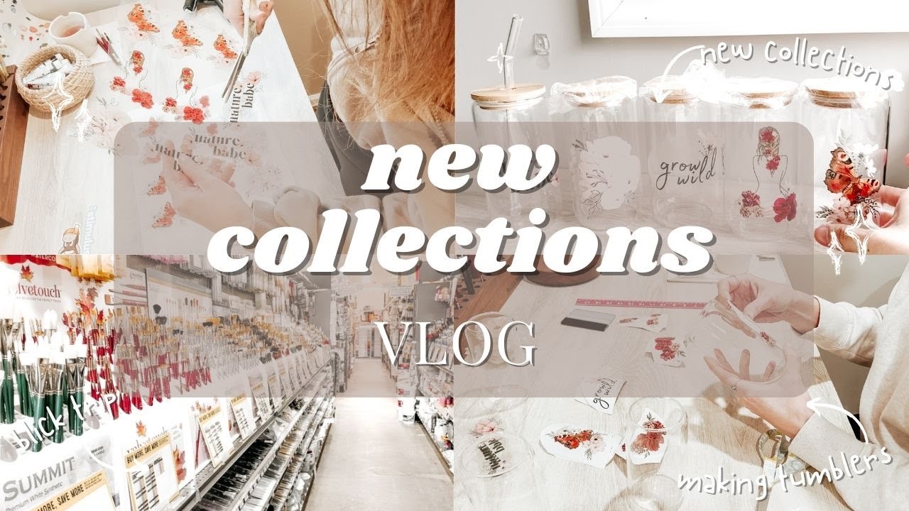 Studio VLOG - Making my new tumbler collection, New sticker designs ...