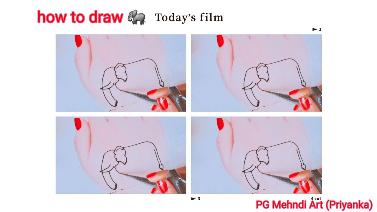 How To Draw Elephant Design in Mehndi | mehandi me hathi kese bnaye ...