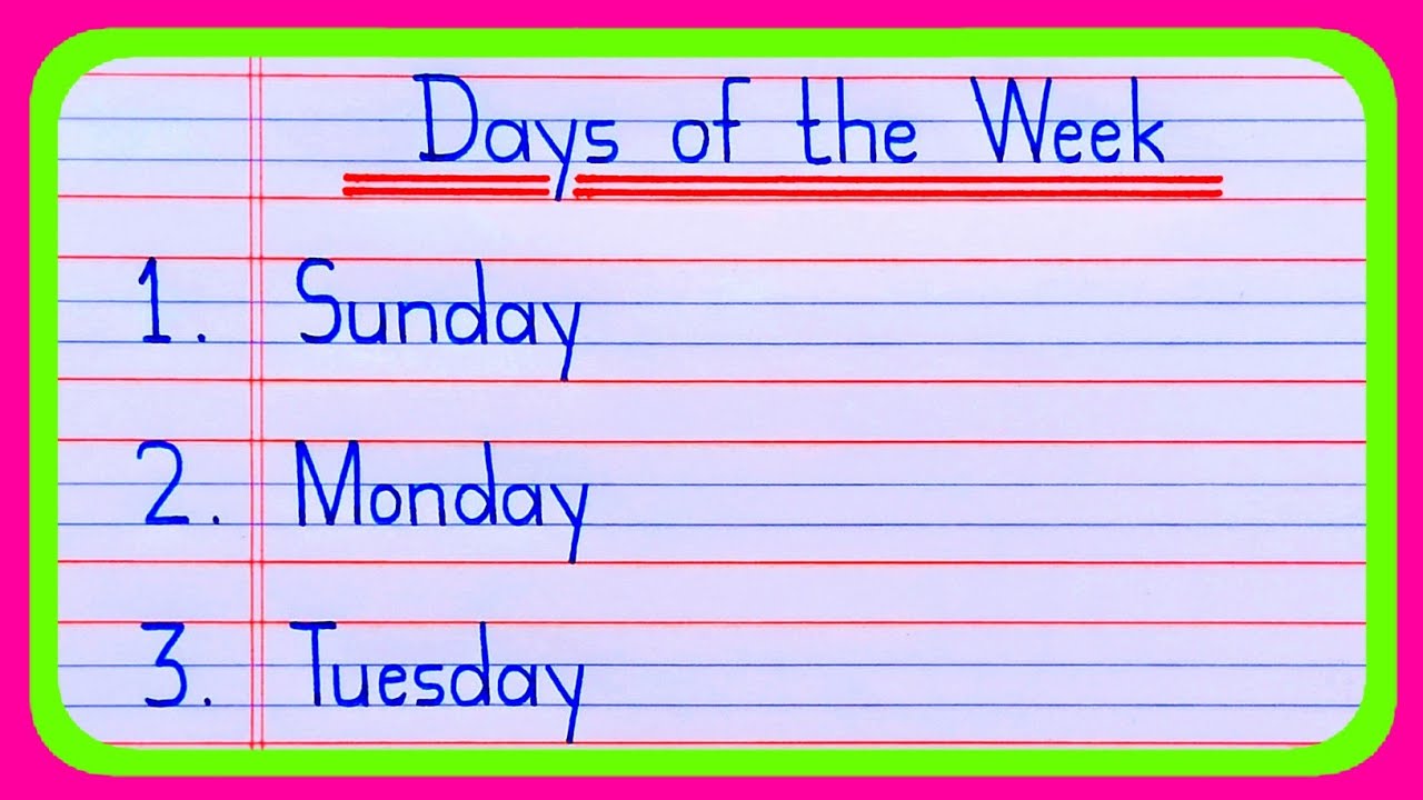 Sunday Monday | Days Name | Days of the Week | Sunday Monday ki ...