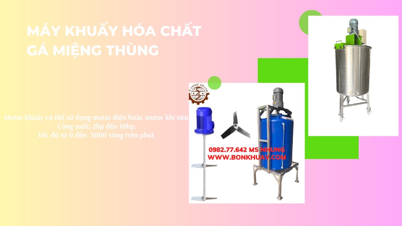 Máy khuấy dung dịch tẩy rửa gá ngang miệng thùng 500 lít _ 0982.777.642 ...