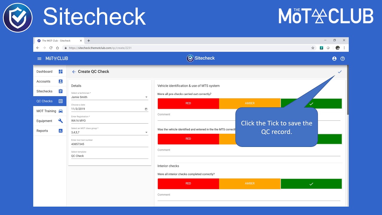 The MOT Club - Sitecheck - How To Add MOT Tester QC Records - YouTube
