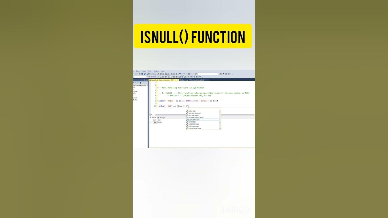 Isnull Function Sql Null Handling Functions In Sql Mysql Sql Sqlserver Ytshorts Shorts