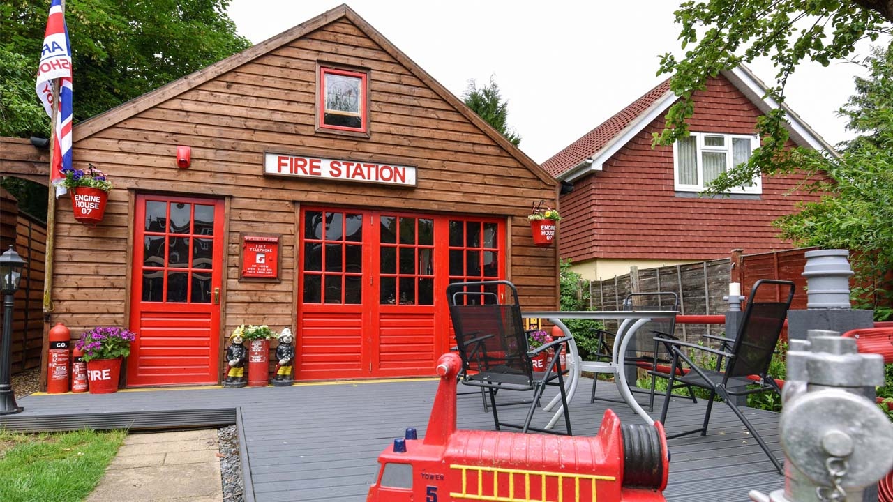 Firefighter Builds Fire Station Shed - YouTube