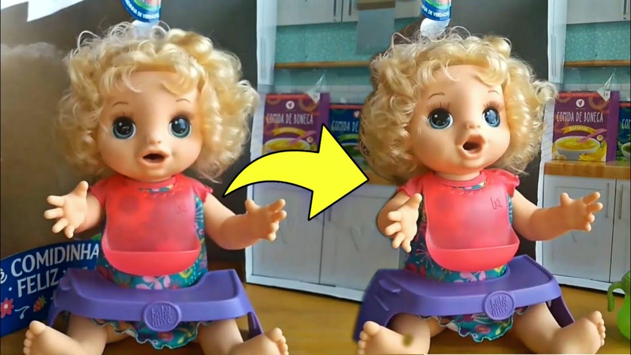 MEXE A BOCA, A CABEÇA, FALA E PULA - BONECA BABY ALIVE COMIDINHA FELIZ ...