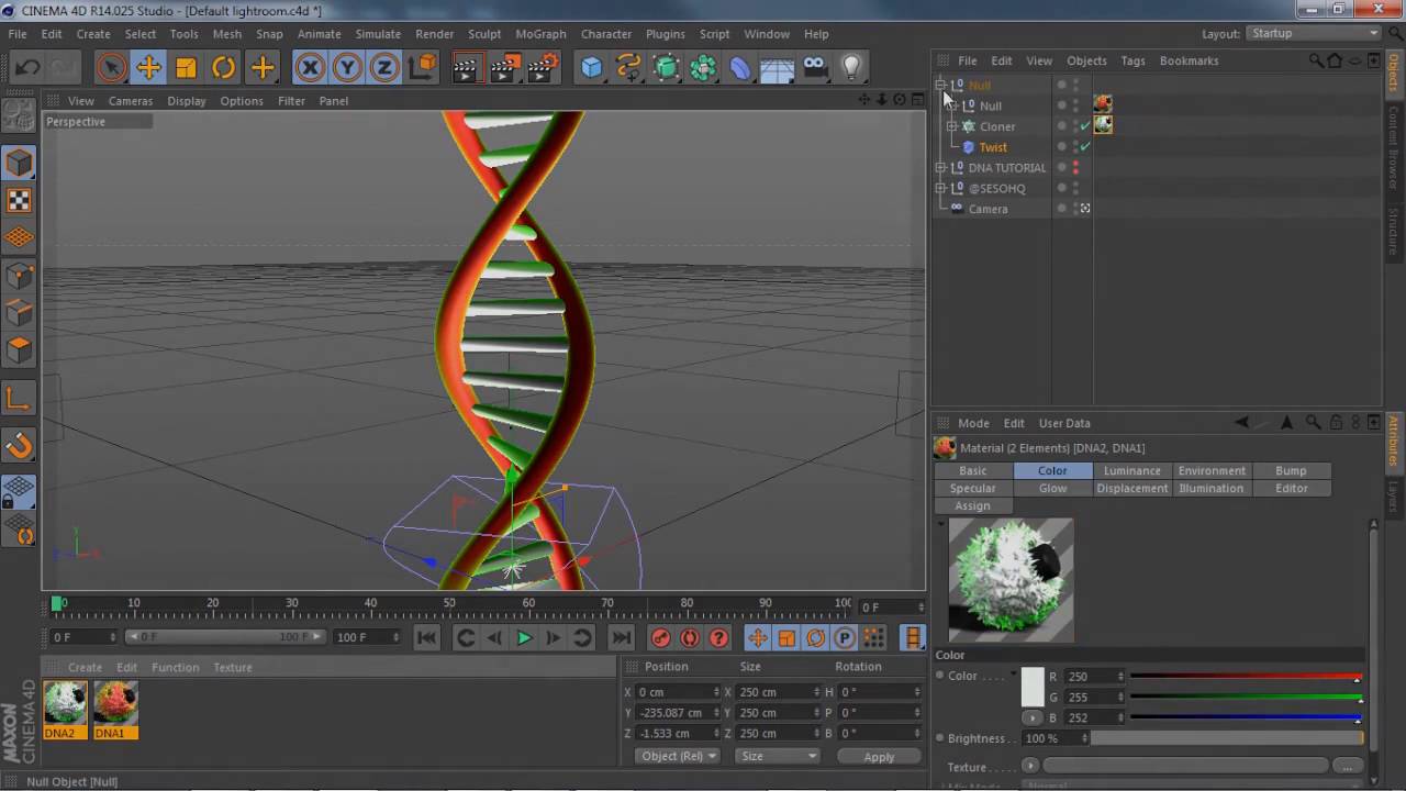Cinema 4d Tutorial - How to Make a DNA Double Helix in Cinema 4D - YouTube