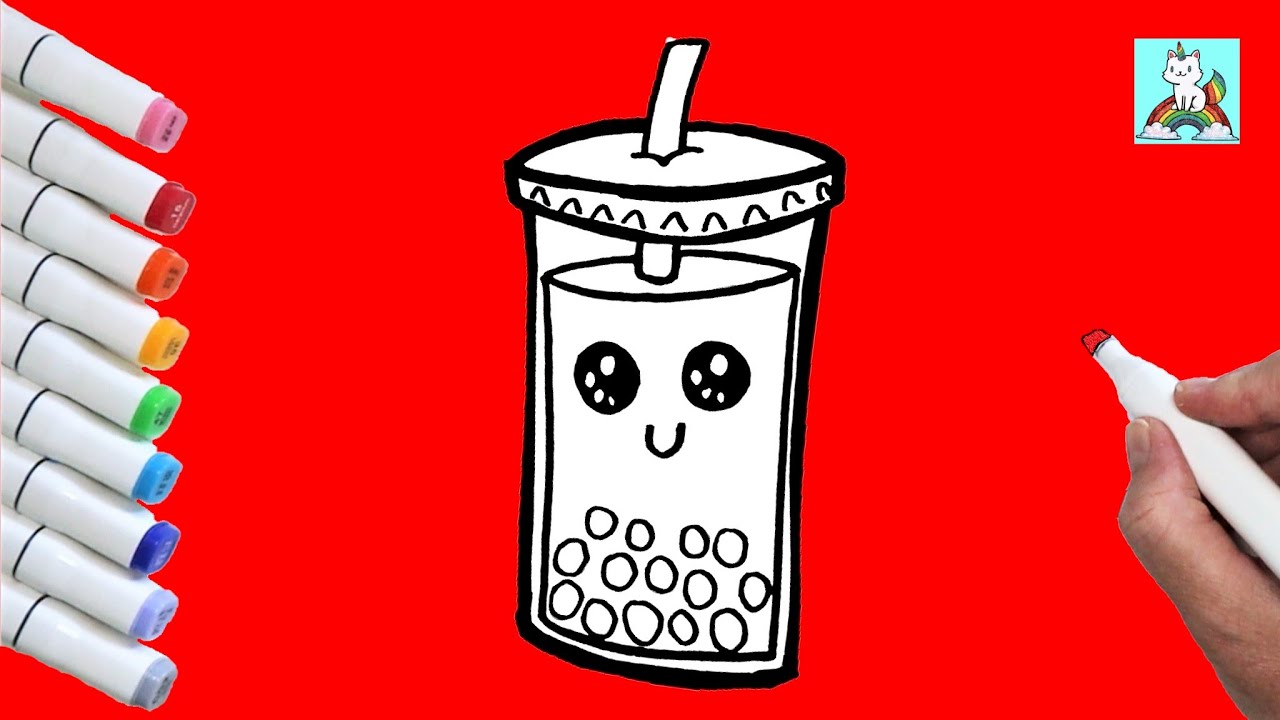 Art For Kids How To Draw, a Cute Boba Drink. Cute and Easy Art For Kids ...