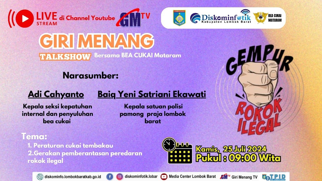 GIRI MENANG TALKSHOW BERSAMA BEA CUKAI - YouTube