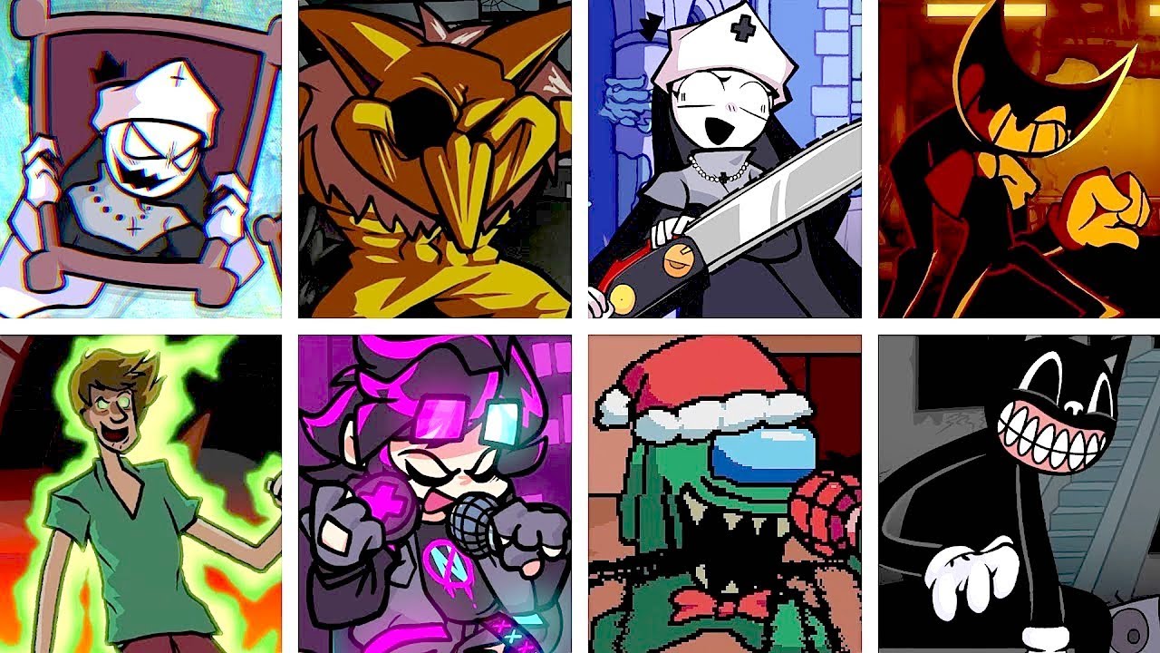fnf Portrait but Every turn a different character Sings animation - YouTube