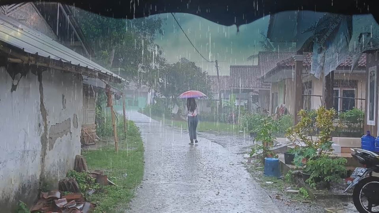 Heavy Very scary Thunderstorm in Very ColdVillage,Rain Sound Therapy ...