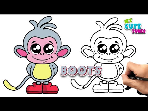 How to Draw Boots the Monkey | Dora the Explorer - YouTube