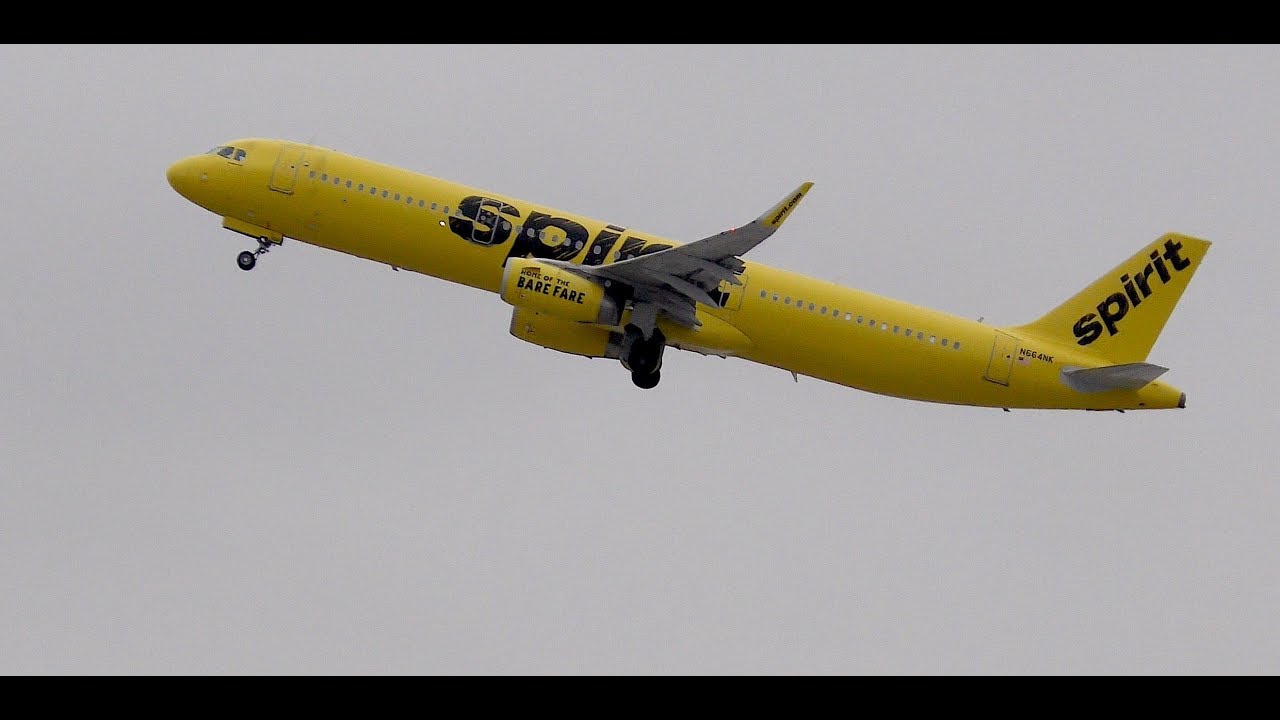 SPIRIT AIRLINES Airbus A321 in distinctive Yellow livery bound for ...