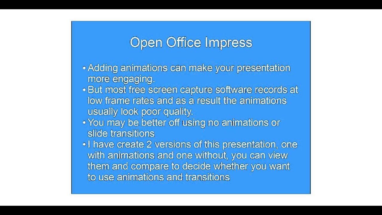 Presentation style video example using OpenOffice Impress and CamStudio ...